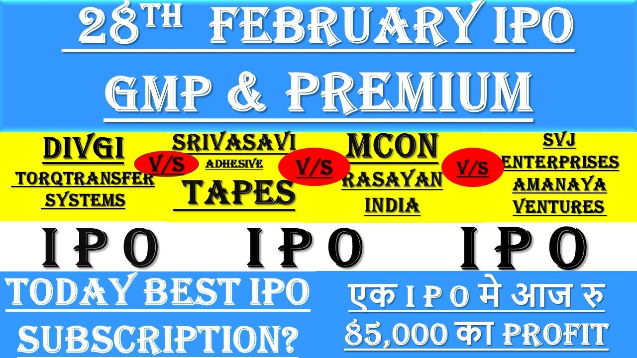 Divgi Torq Transfer IPO GMP | Srivasavi Adhesive IPO GMP | SVJ IPO GMP ...