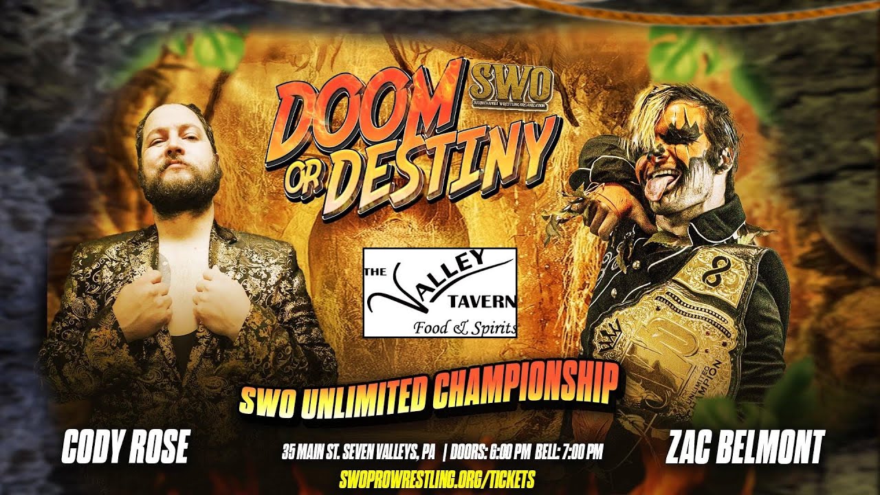 Cody Rose vs Zac Belmont Unlimited Championship SWO Doom or Destiny ...