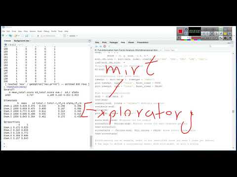 Exploratory mirt modeling using mirt package of R