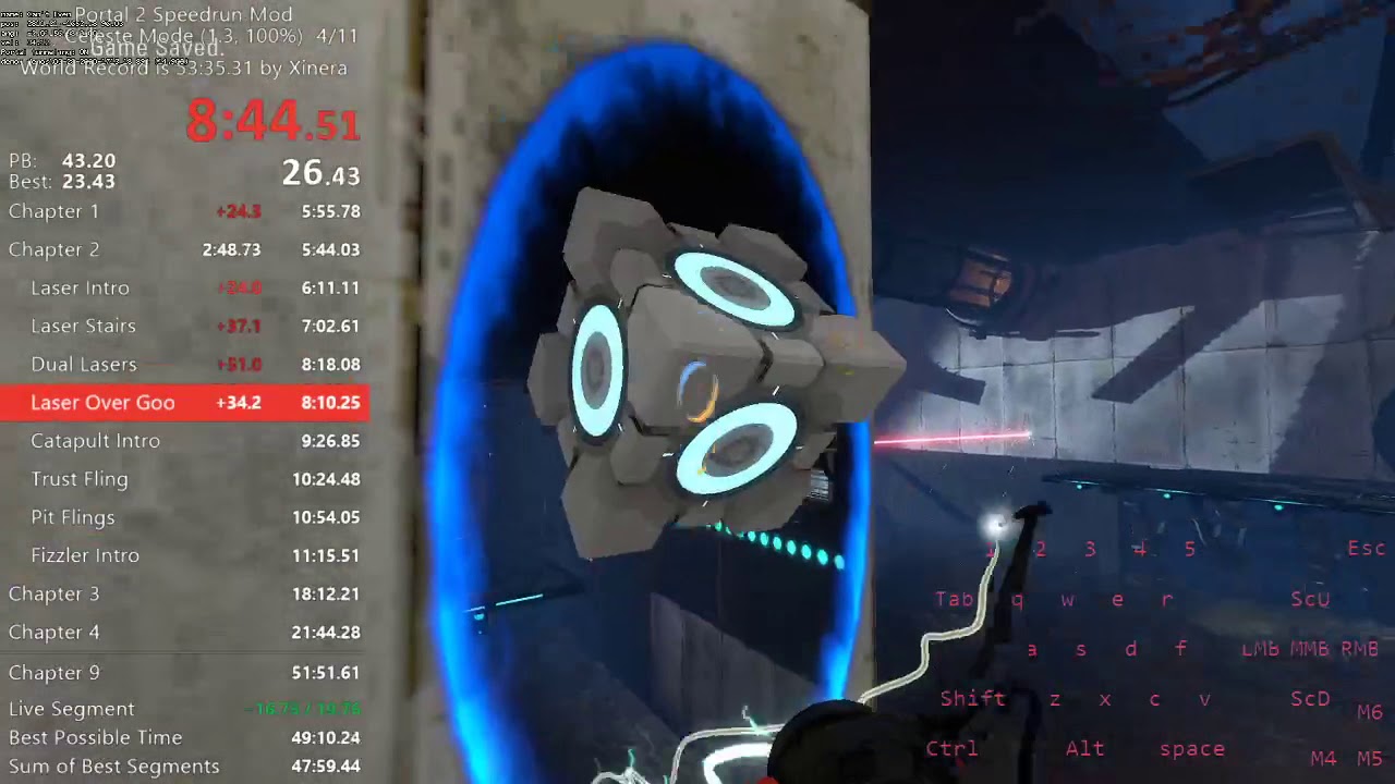 Portal 2 Speedrun Mod Celeste Mode 100% Speedrun in 51:46 - YouTube