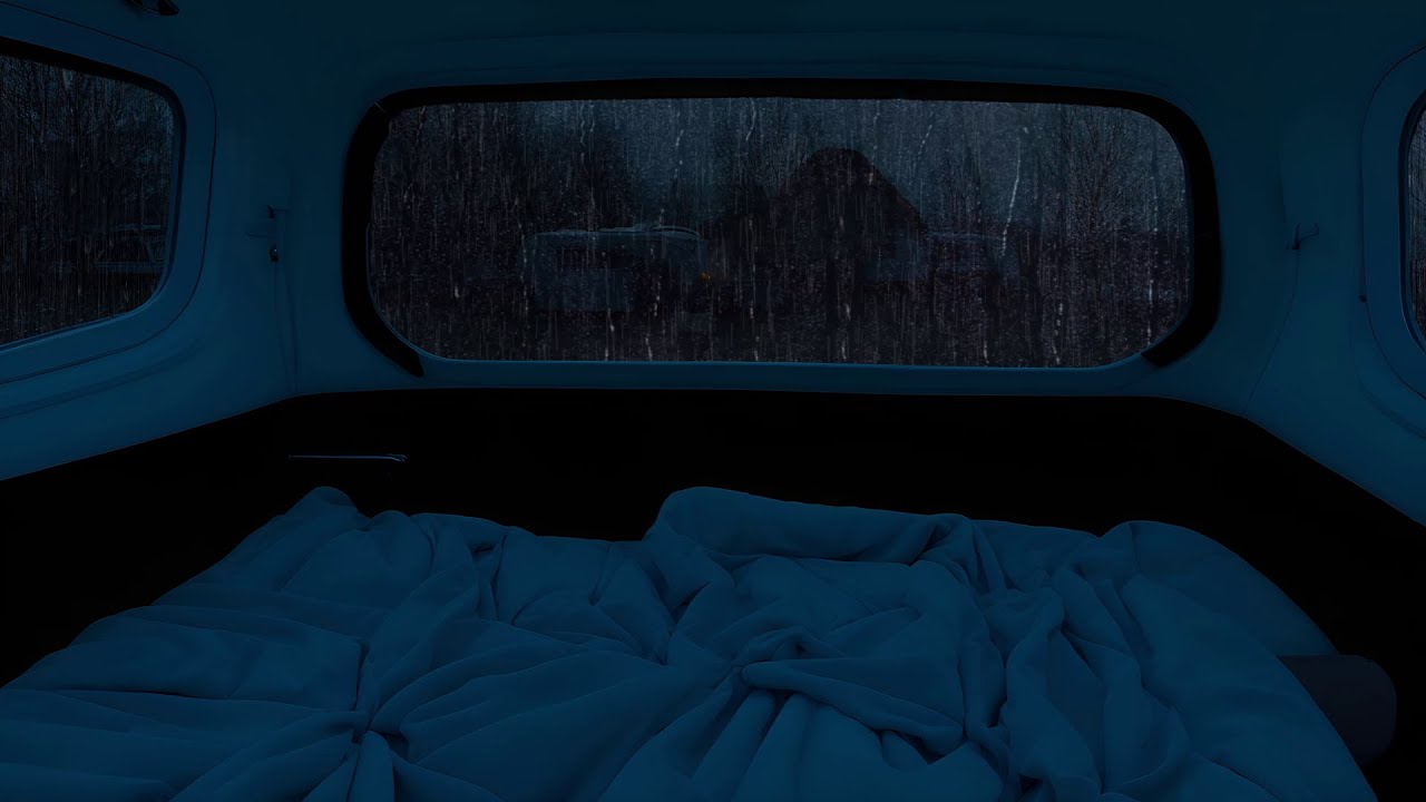3 Hours Rain ⛈️ Sleep in a Caravan during Heavy Rain and Thunderstorms ...