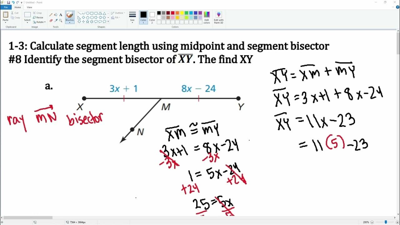 1-3: Calculate segment length using midpoint and segment bisector #8 - YouTube