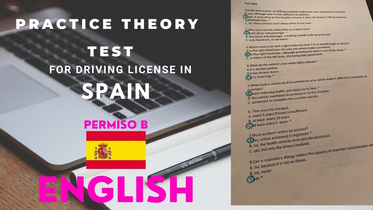 Practise Theory test 1002|License B(Permiso B-Inglès)|for driving ...