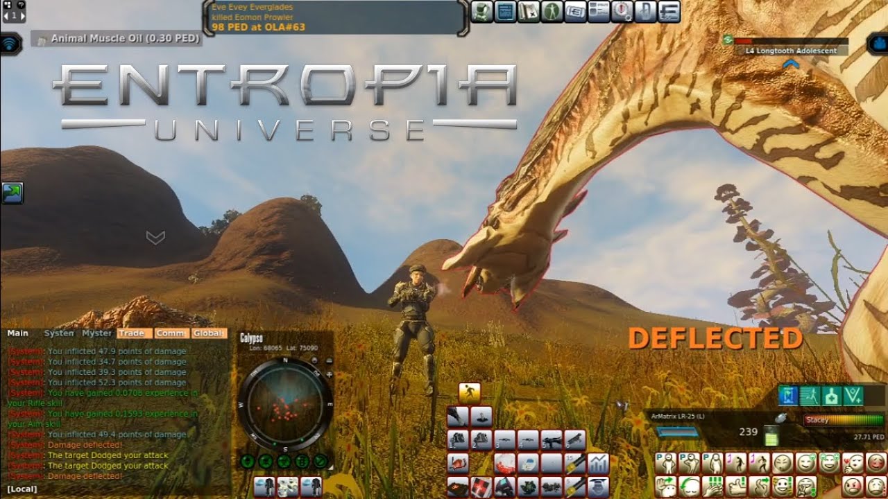 Entropia Universe: 2x100 Ped Longtooth Adolescents Hunt - YouTube