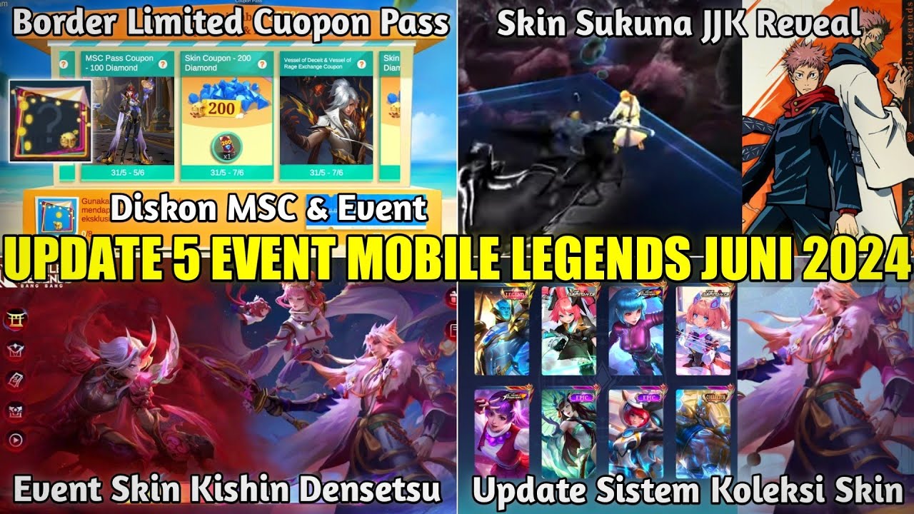 UPDATE 5 EVENT MOBILE LEGENDS JUNI 2024!EVENT COUPON PASS, SKIN SUKUNA ...