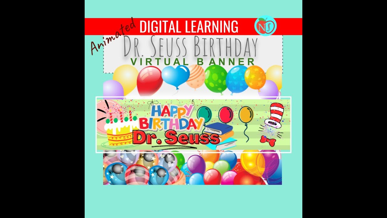 Dr. Seuss Birthday Theme ANIMATED BANNER | VIRTUAL HEADER | GOOGLE ...
