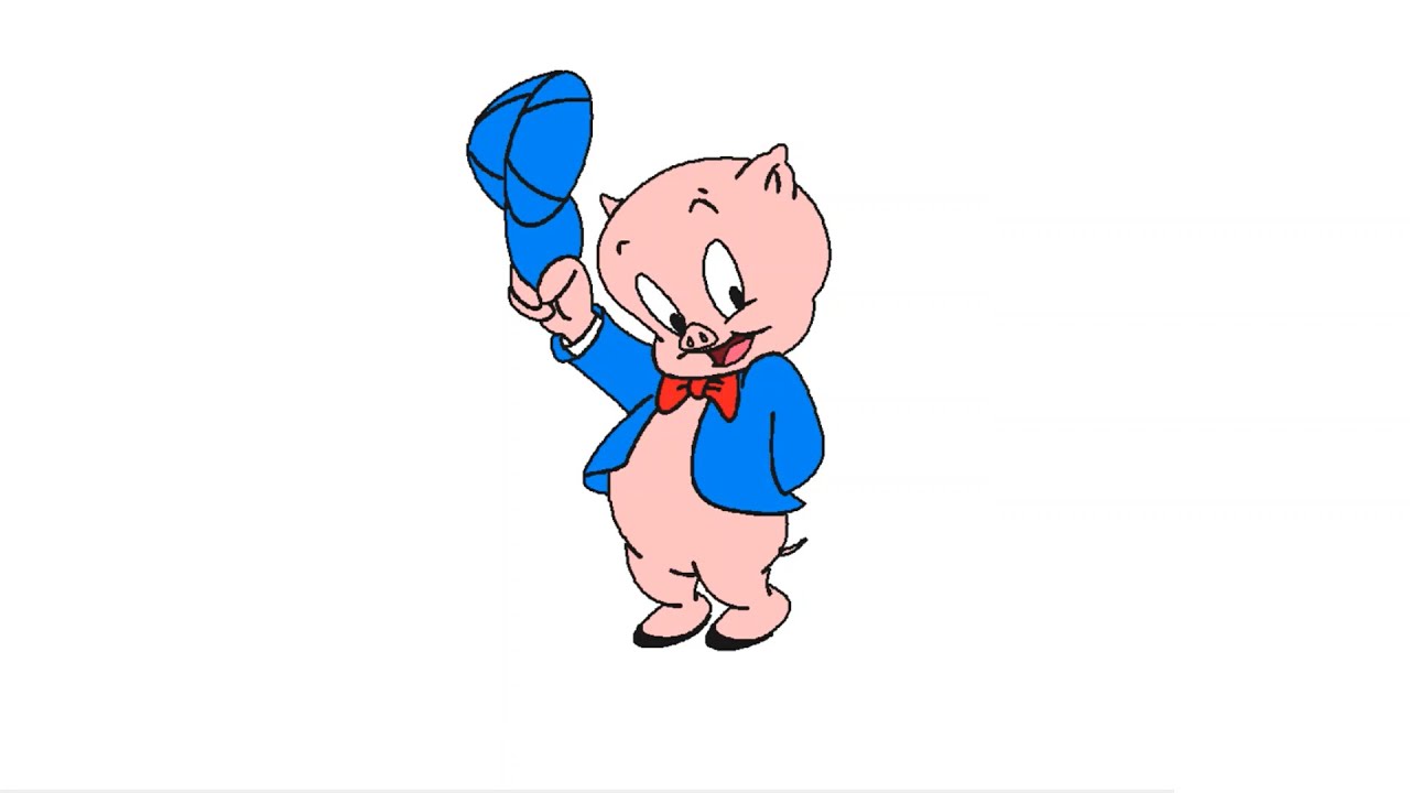 How to Draw Porky Pig? Looney Tunes Drawing, Draw and Color Porky Pig ...