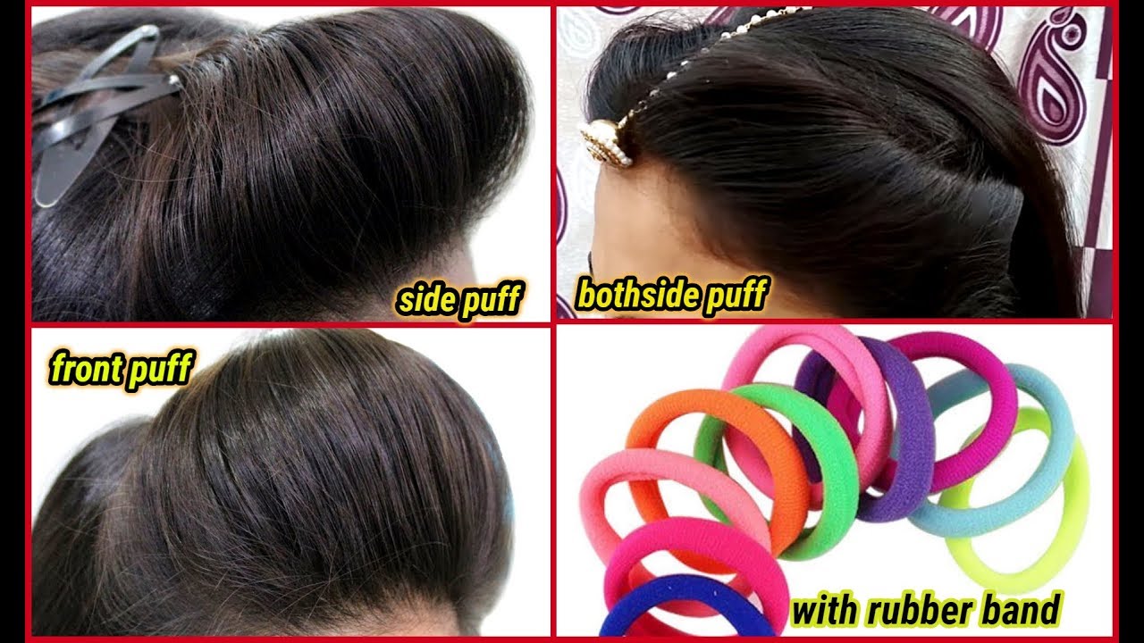 front puff,Side Puff,Bothside Puff Using rubber band/puff hairstyles ...