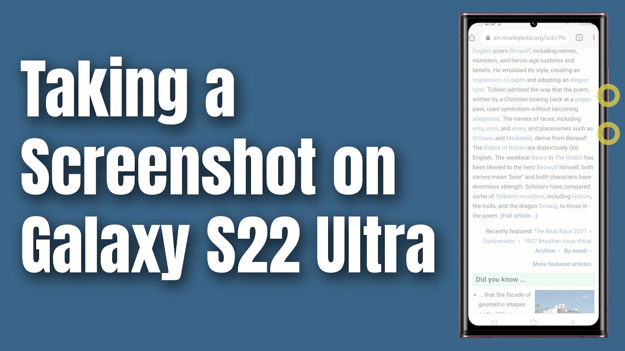 How To Screenshot on Samsung Galaxy S22 Ultra (Physical Buttons & Palm ...