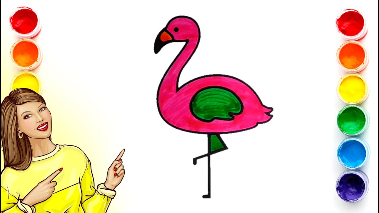 Flamingo Drawing & Painting | Coloring for Kids & Toddlers I Easy ...
