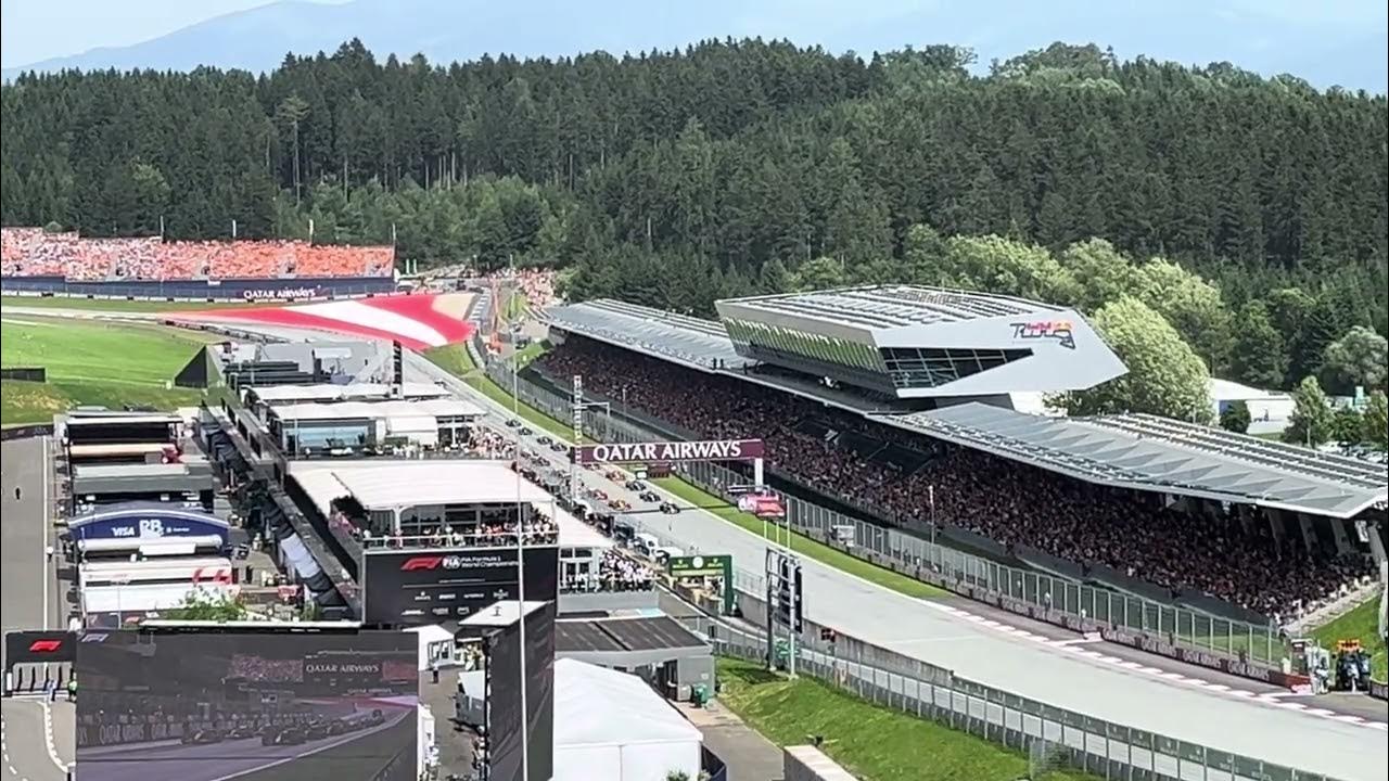 F1 2024 Austrian Grand Prix Race Start from Red Bull Grandstand / Spielberg - Red Bull Ring ...