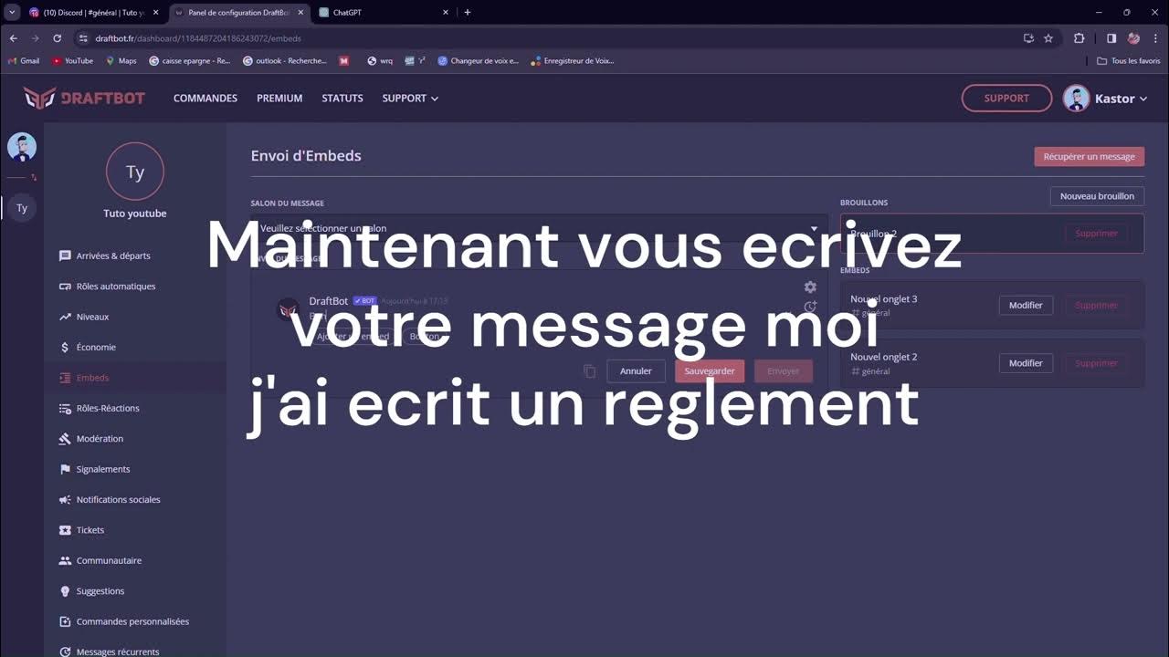 Tuto comment écrire un message avec draftbot - YouTube