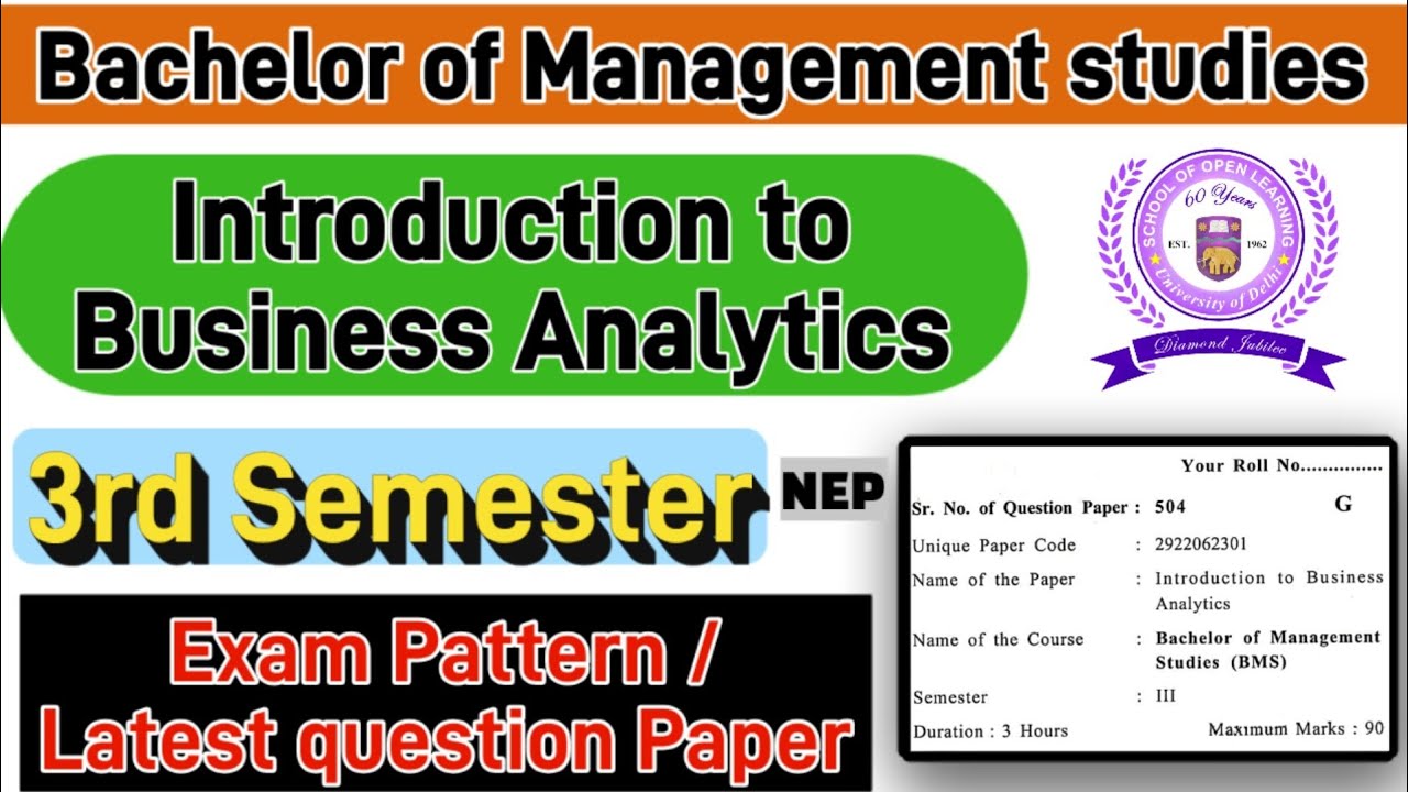 Introduction to Business Analytics BMS 3rd Semester Previous year ...