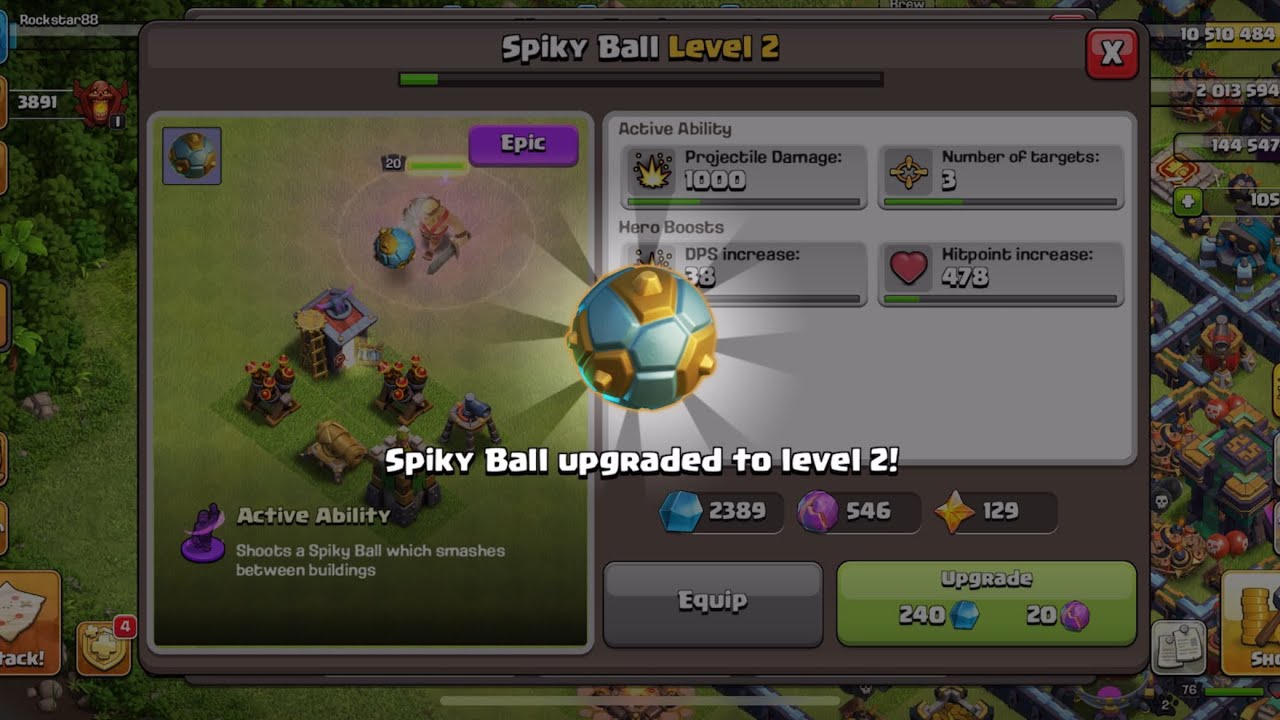 Unlocking And Upgrading The Spiky Ball | Clash Of Clans - YouTube