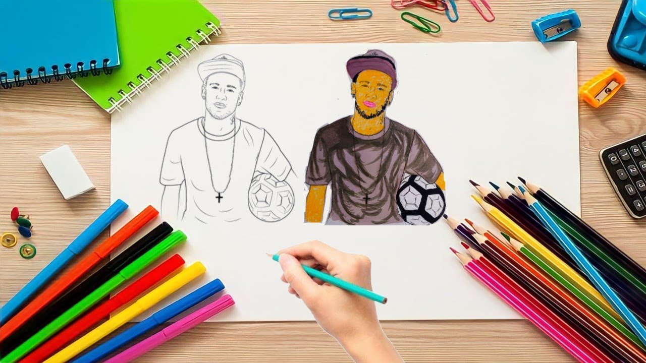 Colouring in Neymar,Neymar drawing,coloring tutorial,colour filling in ...
