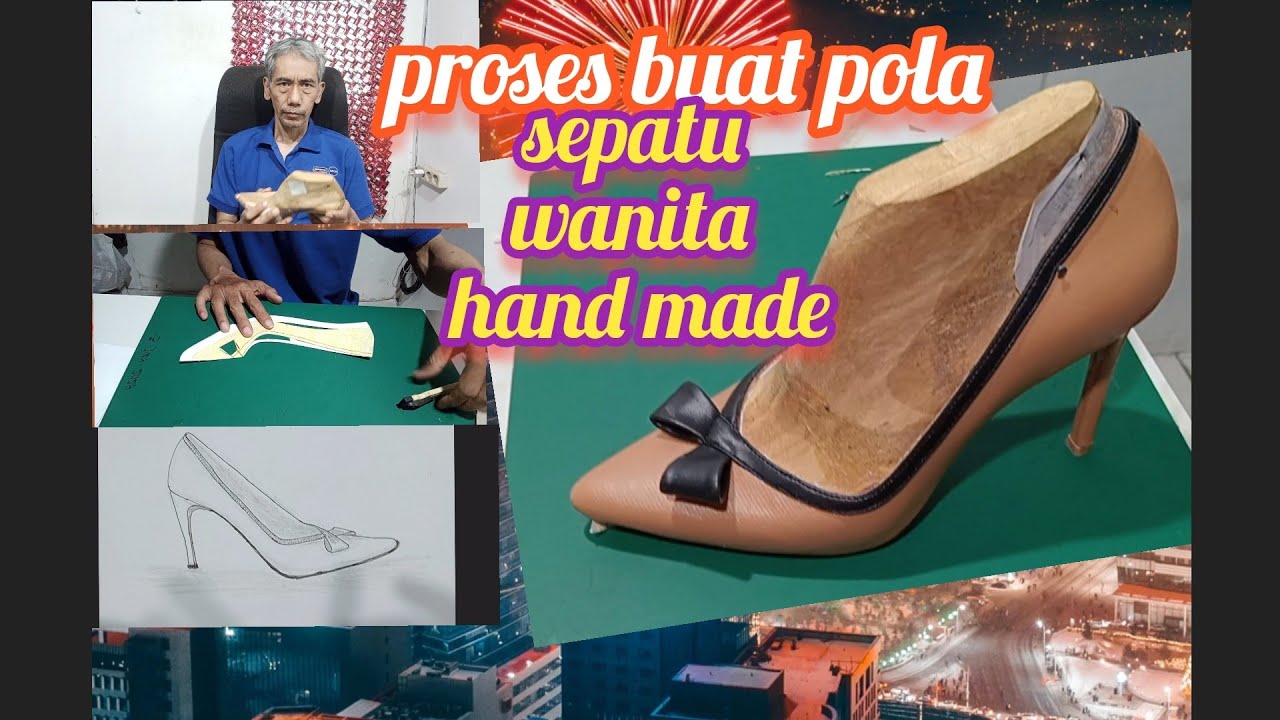 proses buat pola sepatu wanita model hak tinggi #handmade #art - YouTube