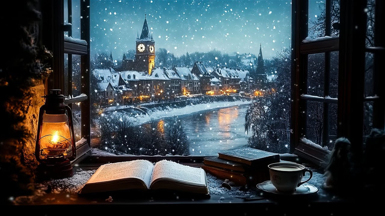 Snowy Dark Academia Ambience | Cozy Winter Window, Classical Piano ...