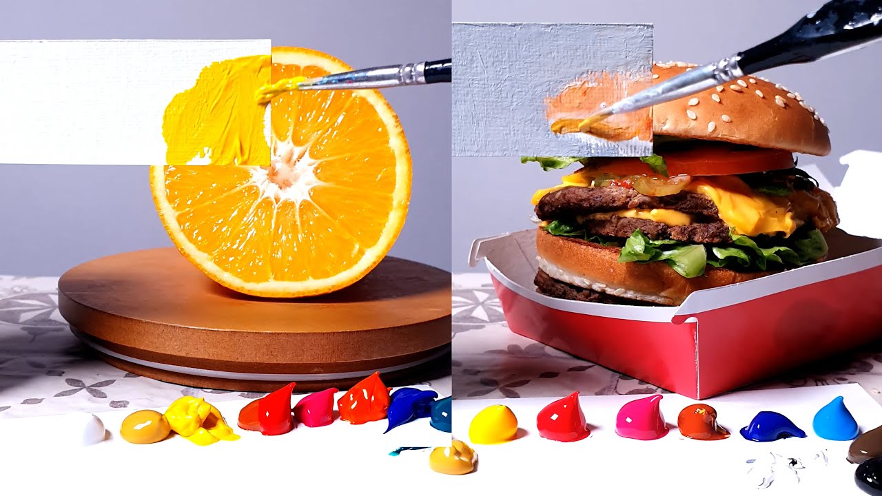 How to Draw - Easy 3D Burger Paint Illusion Art - YouTube