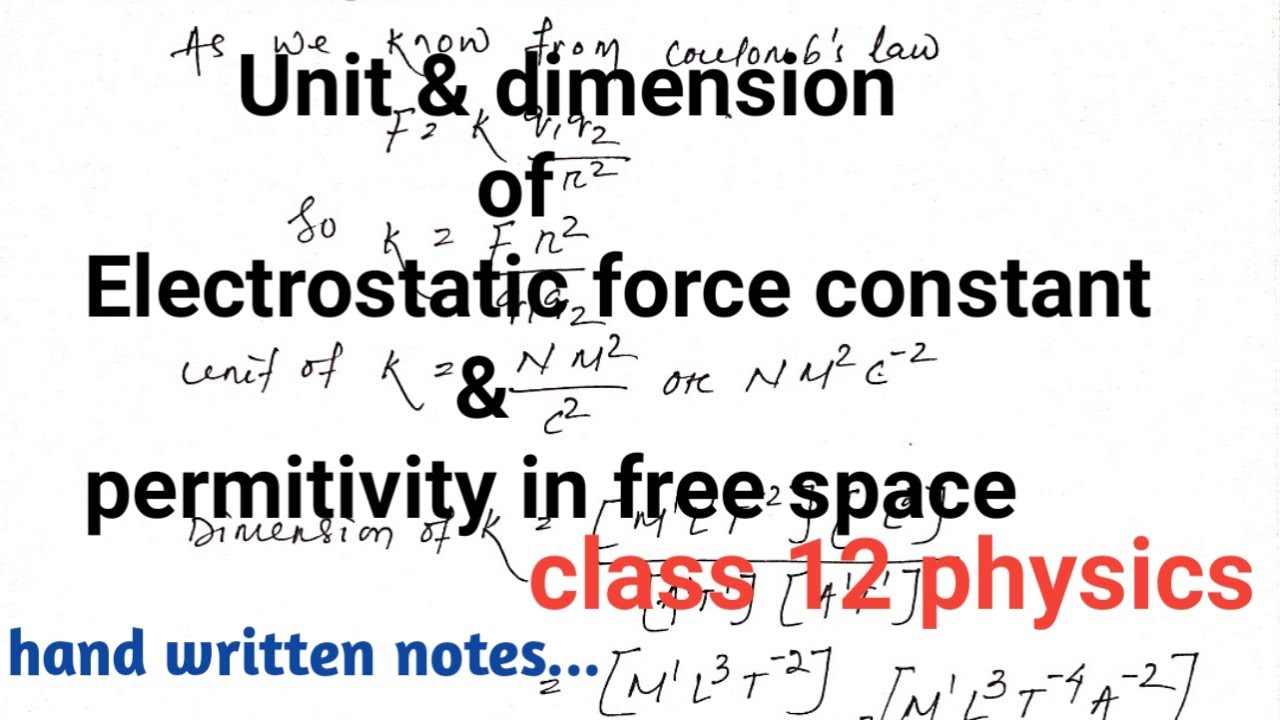 7. Unit & dimension of electrostatic force constant | Electrostatics | unit 1 #chseodisha #cbse ...