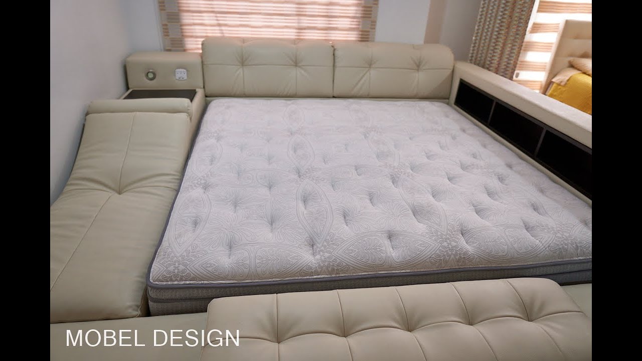Cama matrimonial de tres plazas tapizado - YouTube