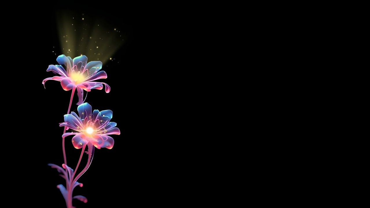 Glowing effect flower black screen video | Animated flower background ...