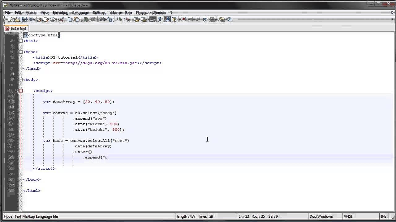 D3.js tutorial - 4 - Visualizing data - YouTube