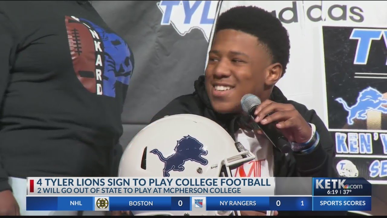 Tyler High, Whitehouse football players sign with colleges - YouTube