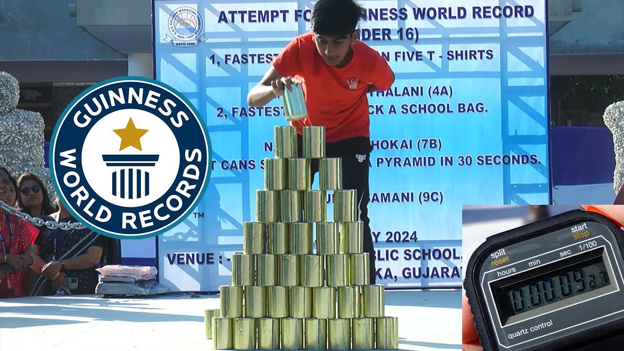 Super fast kid breaks world record with can pyramid! | Guinness World ...