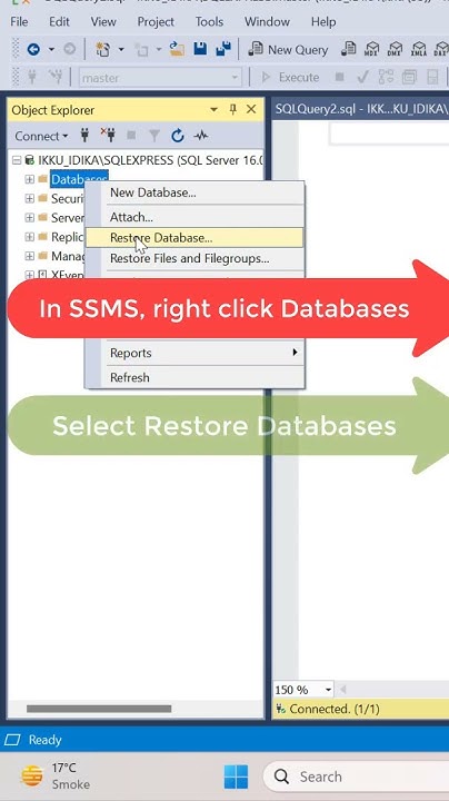 SQL | How to Upload / Restore a Database in SQL Server? - YouTube