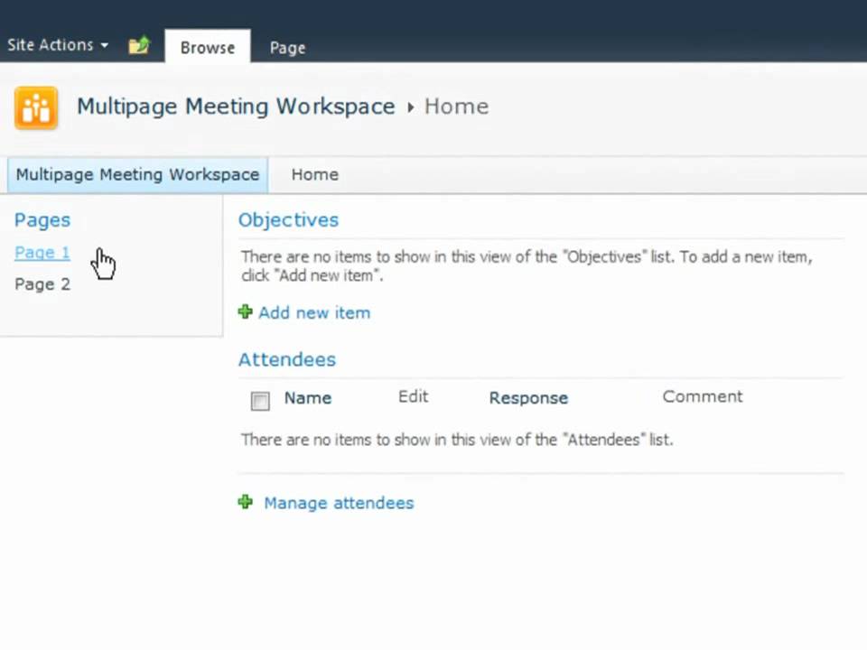 Multipage Meeting Workspace in SharePoint demo - YouTube