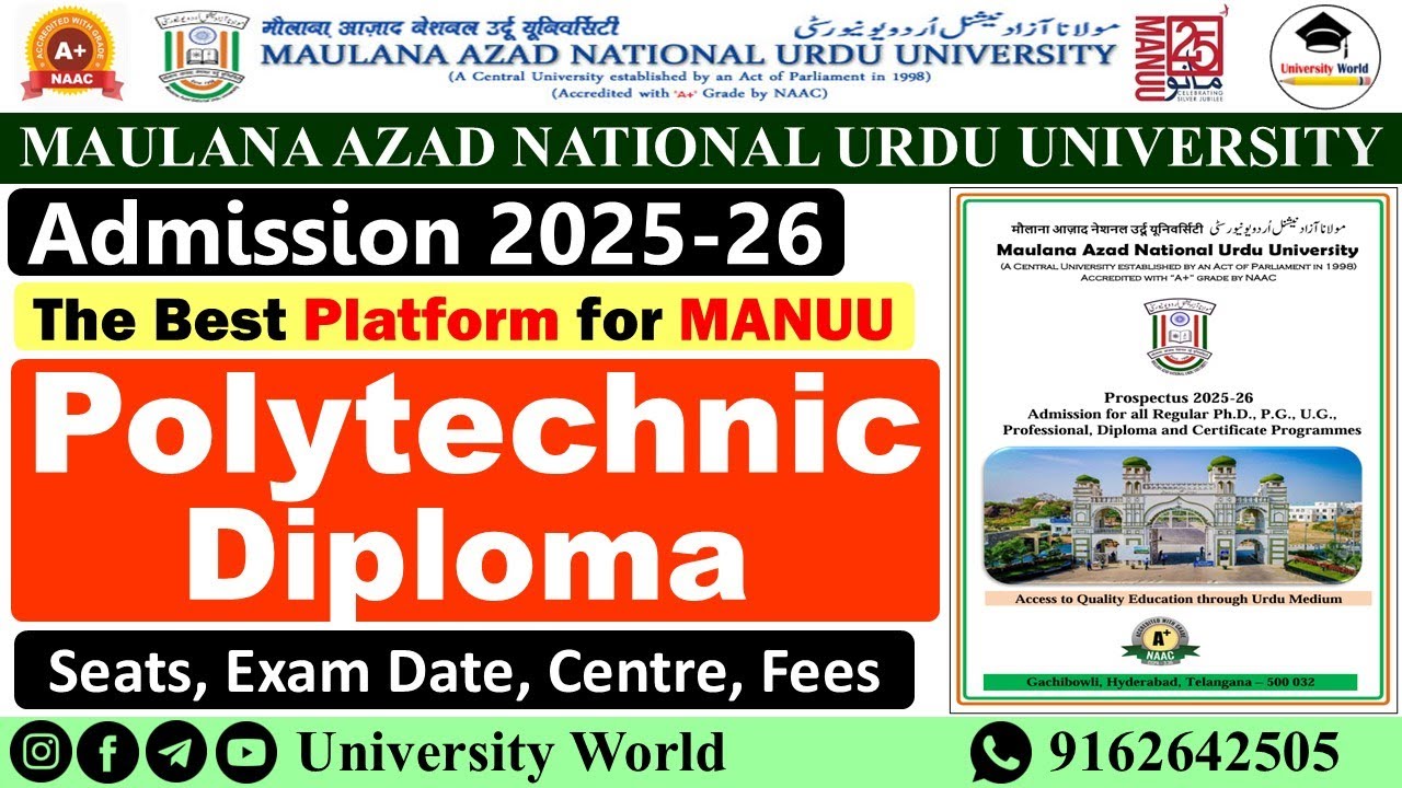 Manuu Diploma/Polytechnic Apply Date, Exam Date, Fees, Syllabus, Seats ...