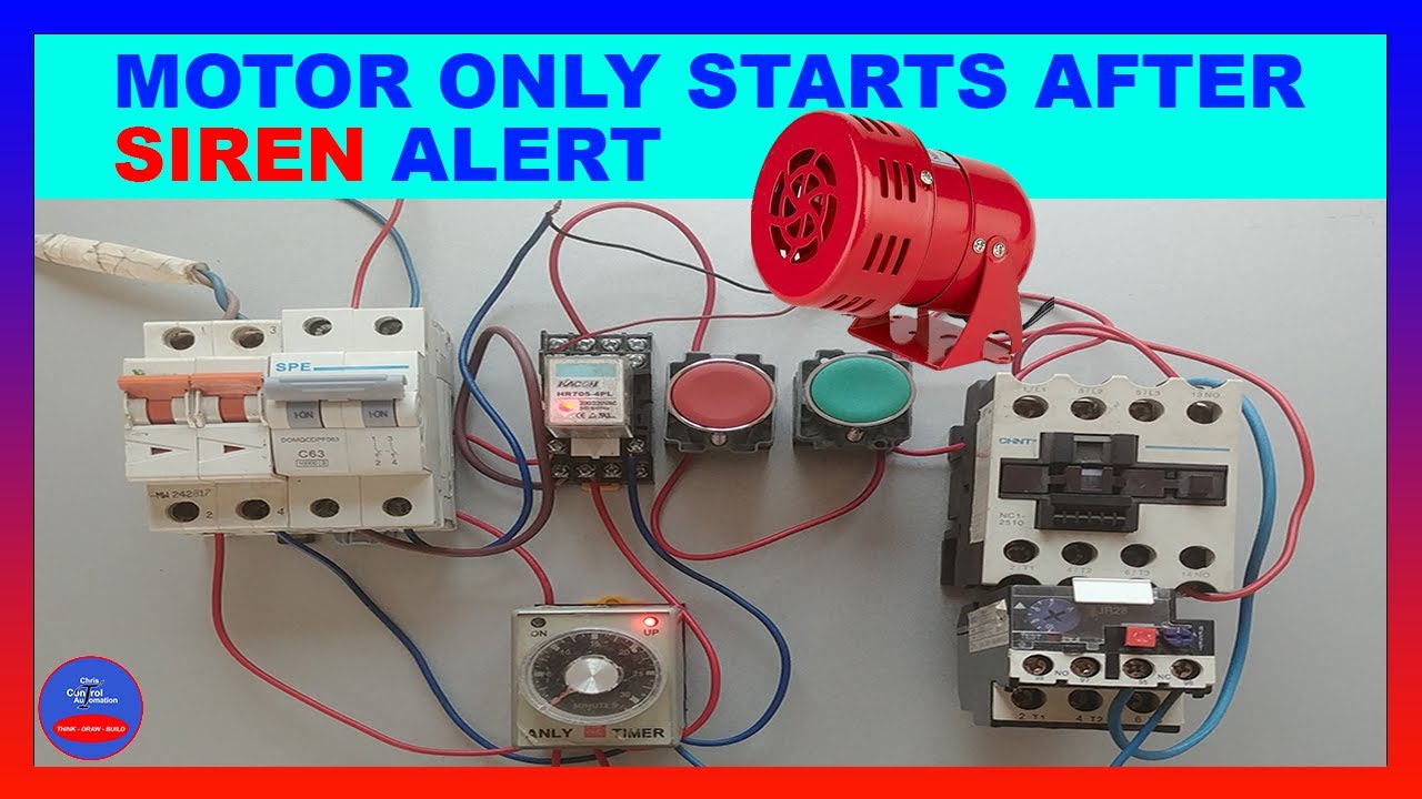 Sequential Motor Control With Siren (Motor Starts after Alarm) - YouTube