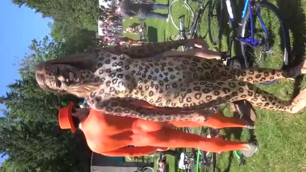 Sexy Body Paint Fremont Solstice Parade Biker 2014 - YouTube