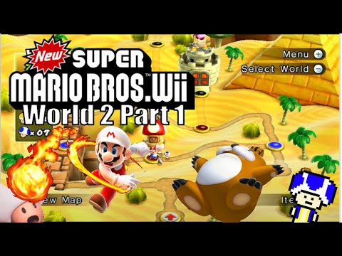New Super Mario Bros Wii 4 Players World 2 Part 1 [100%] - YouTube