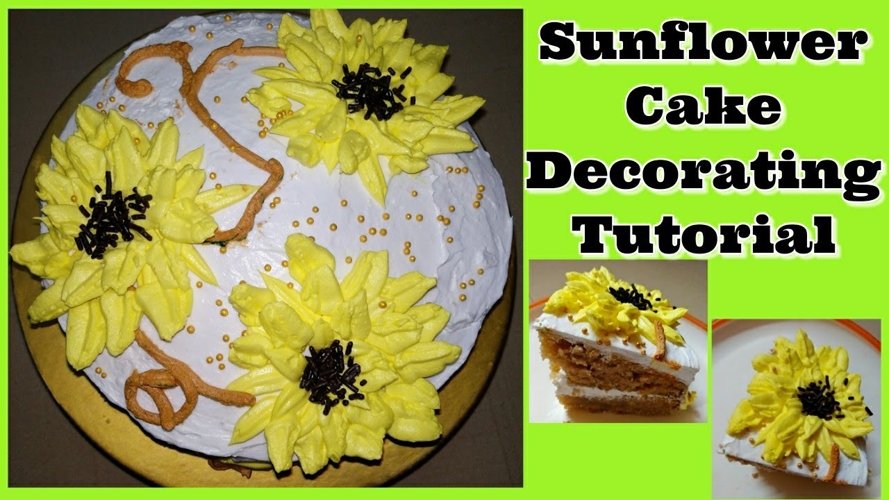 How to decorate Sunflower Cake | Cake Decorating | Cake Icing | Easy ...