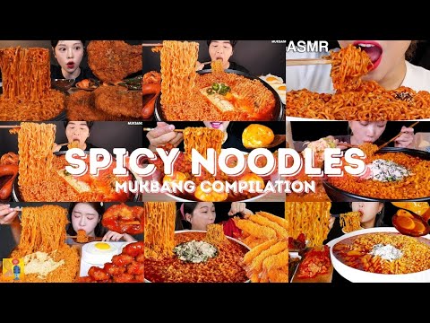*30+ MINS* SPICY NOODLES MUKBANG *ASMR* COMPILATION |  BIG BITES | EATING SOUNDS