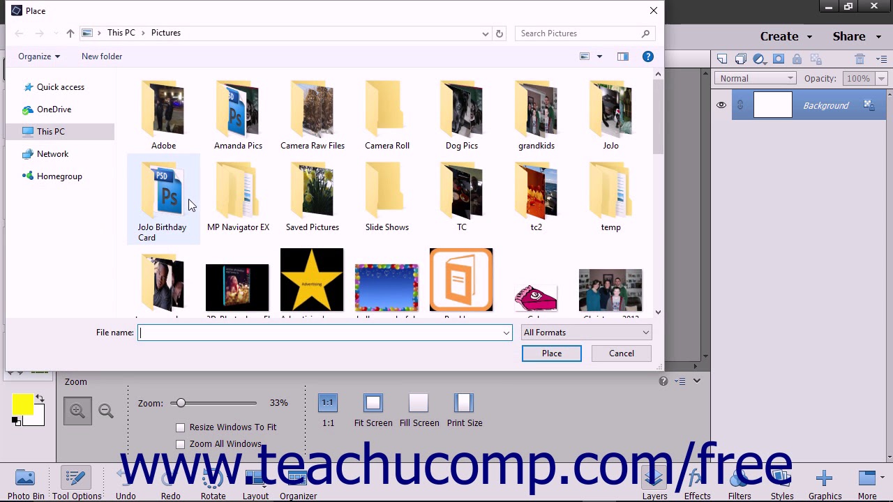 Photoshop Elements 2018 Tutorial Placing Files Adobe Training - YouTube
