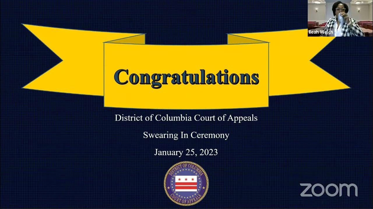 D C Court Of Appeals Bar Swearing In Ceremony January 25 2023 Youtube