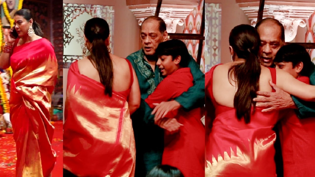 Kajol Come Running And Hugs Her Uncle At Durga Puja 2022 - YouTube