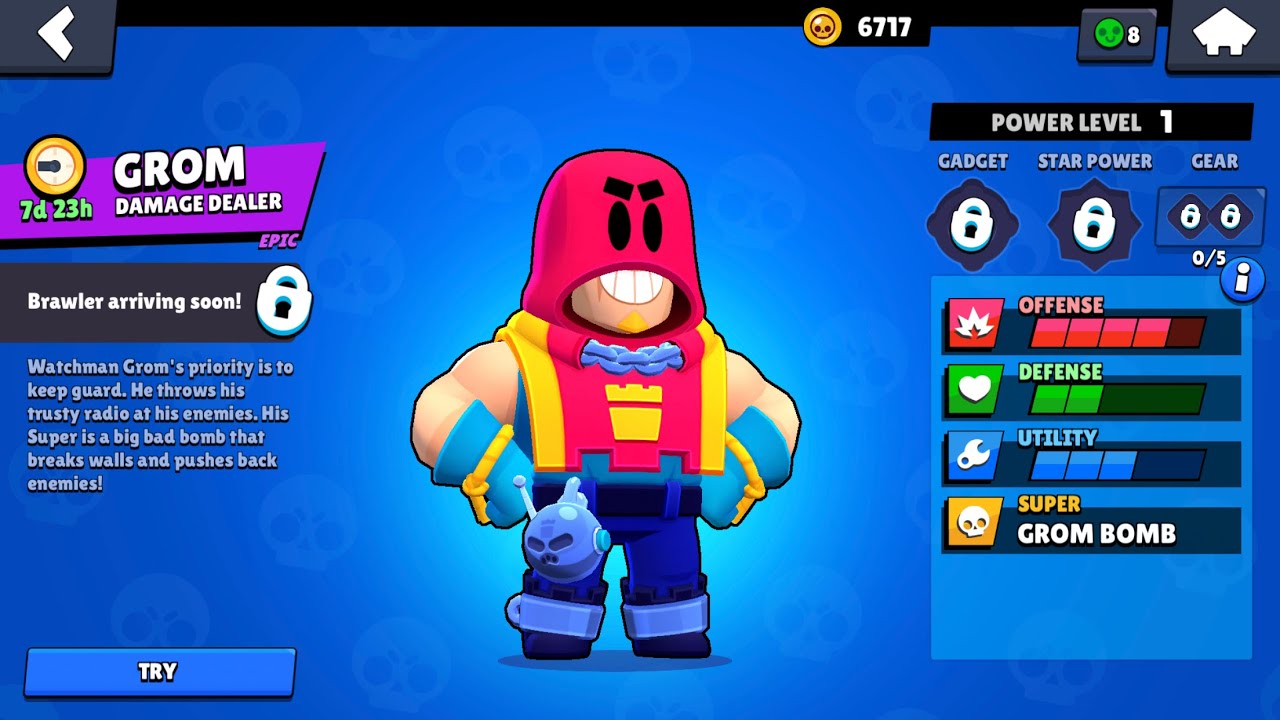 New Brawler - Grom in game 😎, new skin on Griff in Brawl Stars 😱 Look ...