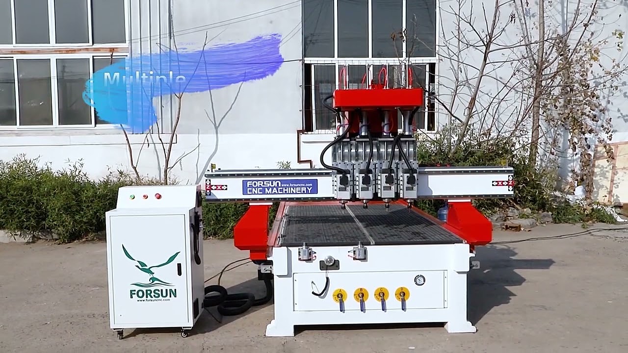 Four Processes Multi Head CNC Router for Wooden Furniture - YouTube