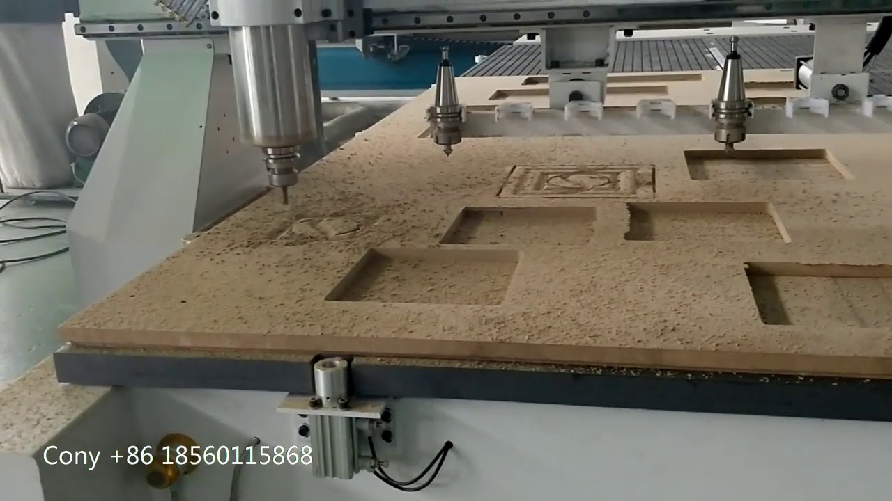 Linear automatic tool changer cnc router machine - YouTube