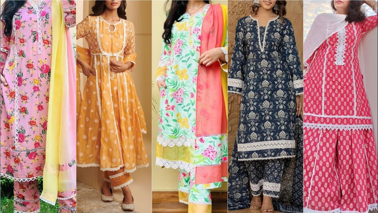 50+ Printed Suit New Lace Design || Trendy Laces On Printed Lawn Dress ...