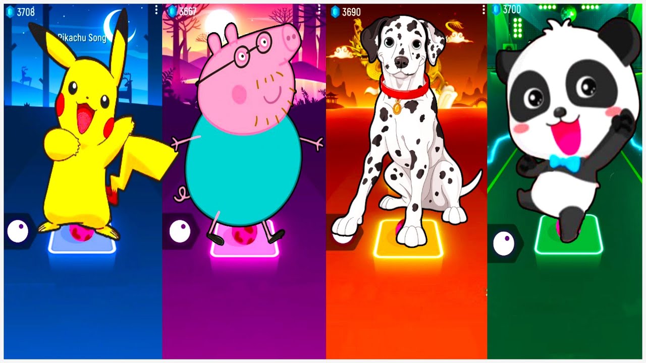 Pikachu - Peppa Pig Daddy - Dalmatian - BabyBus | Tiles Hop EDM Rush ...