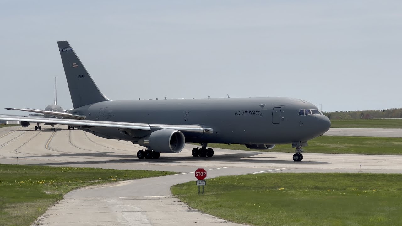 Flight of two 157th ARW KC-46A's Depart | Pease ANGB (PSM) - YouTube