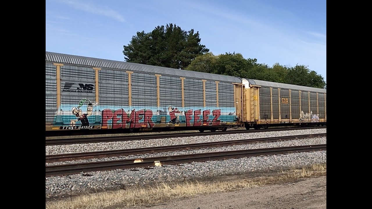 BNSF Intermodal with Auto Racks Stopping - YouTube