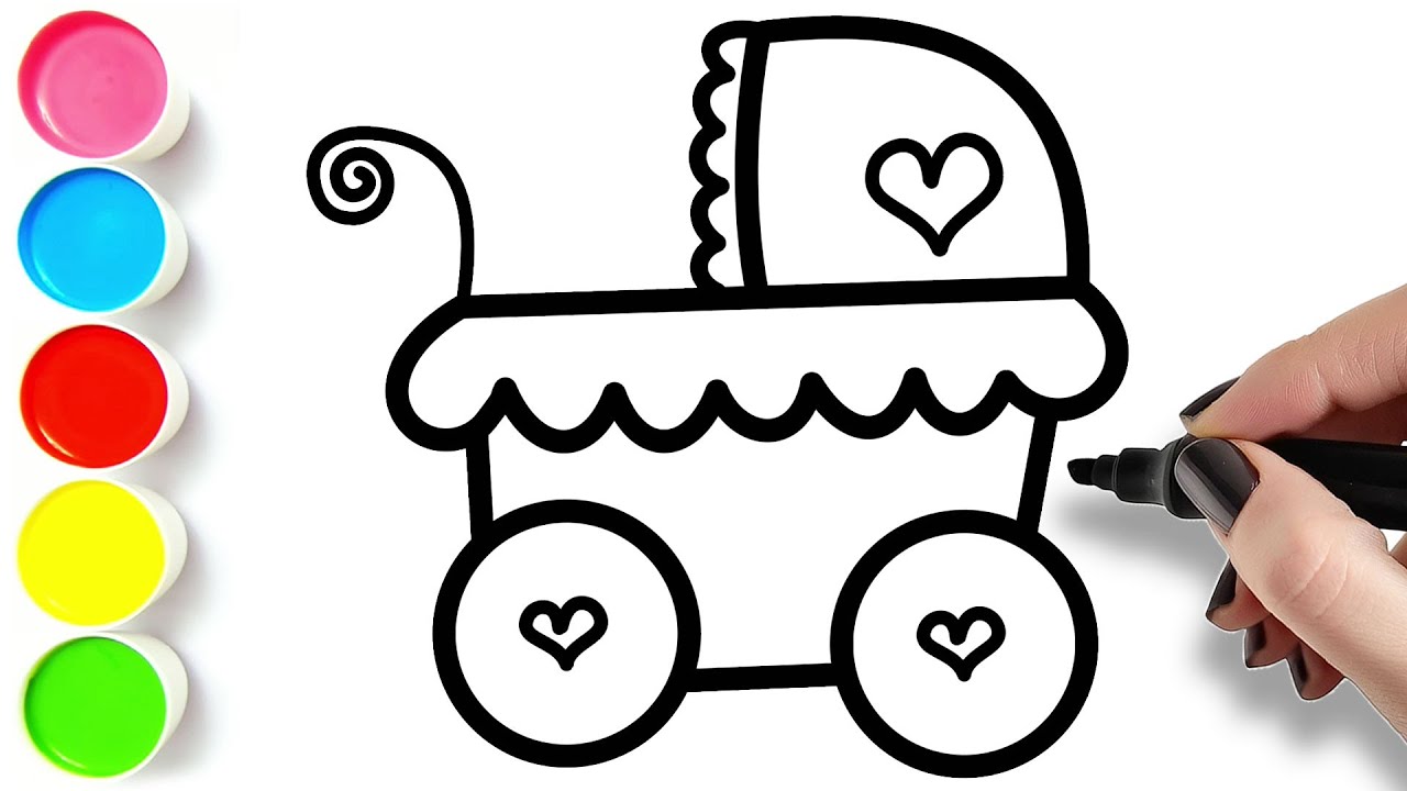 How to Draw a Baby Carriage | Step by Step Baby Carriage Drawing | Easy ...