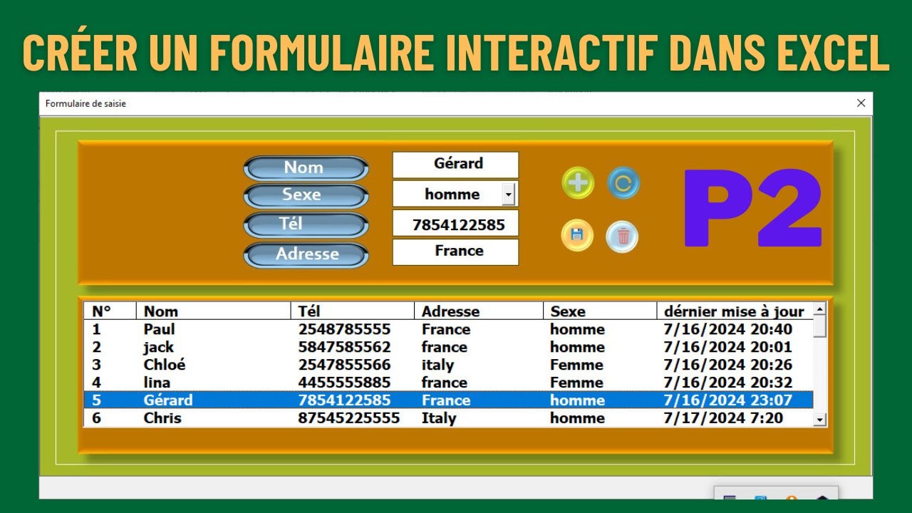 créer un formulaire de saisie de données sous excel - YouTube