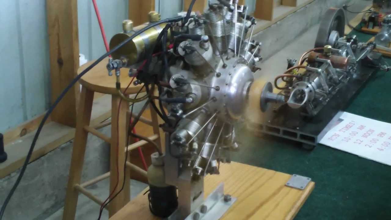 Scale model radial engine start and run - YouTube