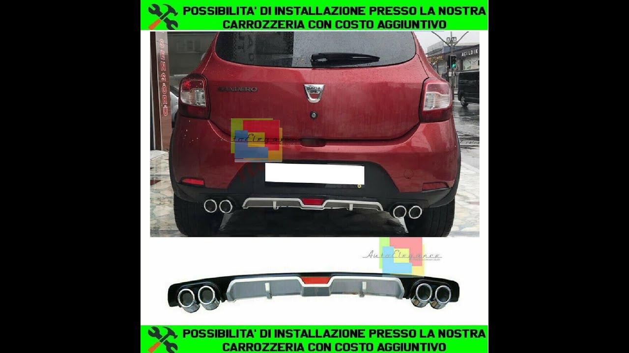 DACIA SANDERO SOTTO PARAURTI POSTERIORE DIFFUSORE QUATTRO TERMINALI ABS ...